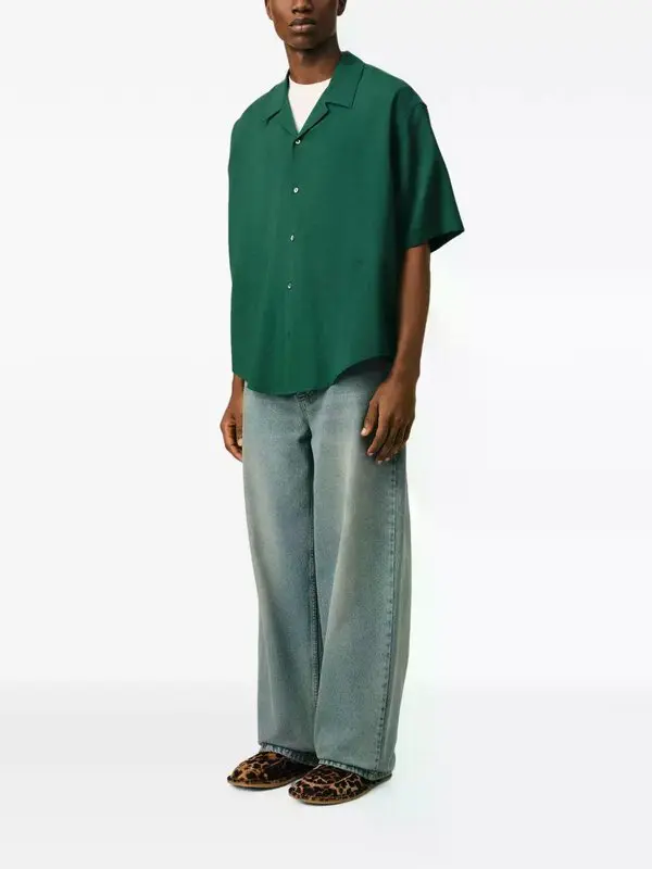 AMI Paris Boxy Viscose Twill Short-sleeve Shirt