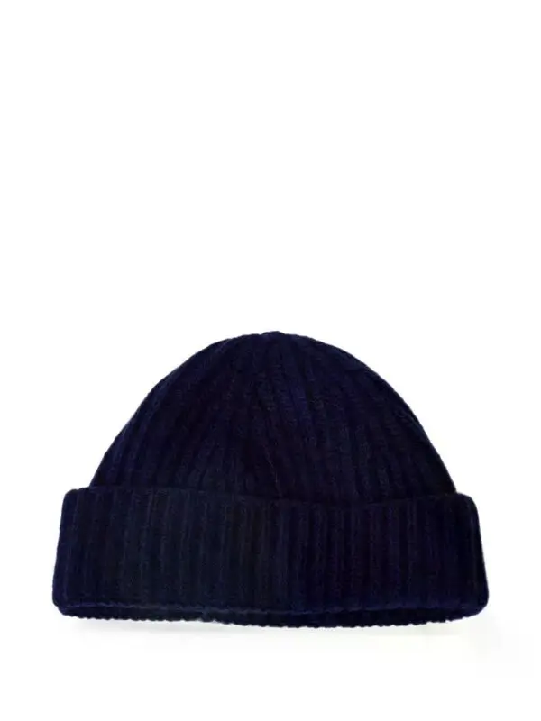 ARAGONA Ribbed-knit Cashmere Beanie Hat - Blue