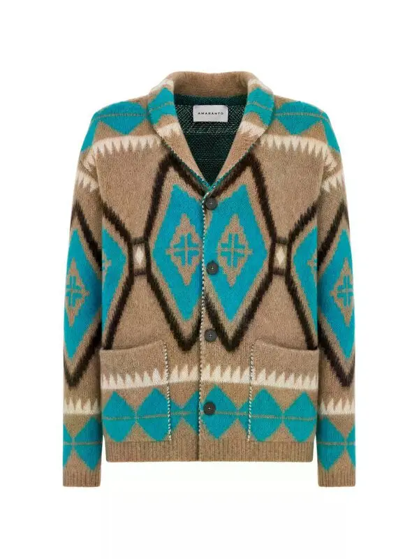 AMARANTO Geometric-pattern Shawl-collar Cardigan