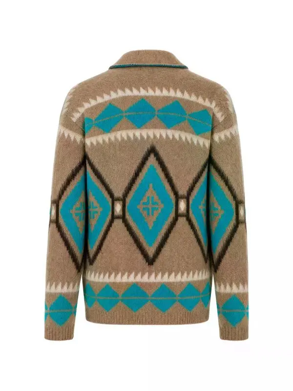 AMARANTO Geometric-pattern Shawl-collar Cardigan