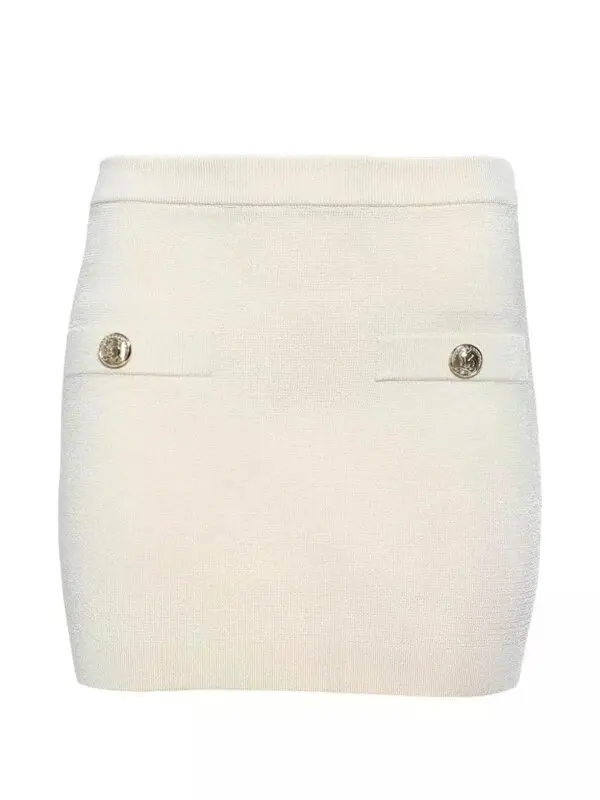 Balmain Button-embellished Knit Skirt