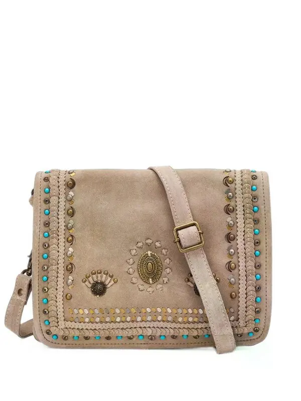 FRAU Stud-embellished Suede Shoulder Bag - Neutrals