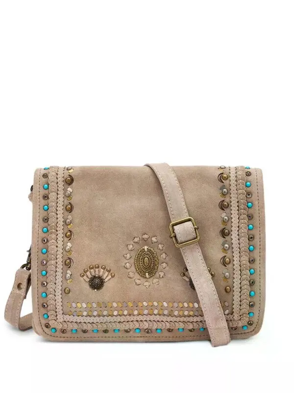 FRAU Stud-embellished Suede Shoulder Bag - Neutrals
