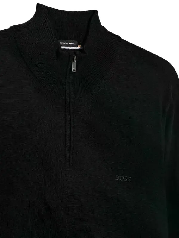 BOSS Quarter-zip Logo-embroidered Sweater