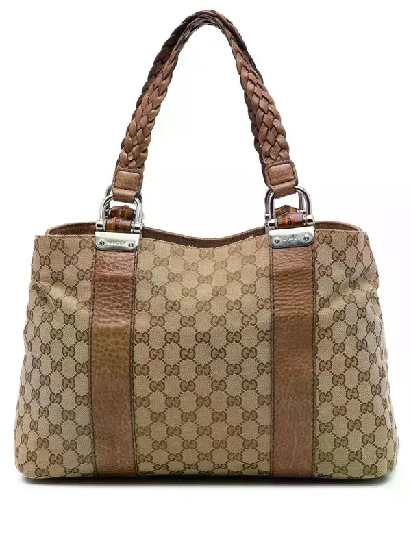 Gucci 2016-2026 Medium Gg Canvas Bamboo Libeccio Tote Bag
