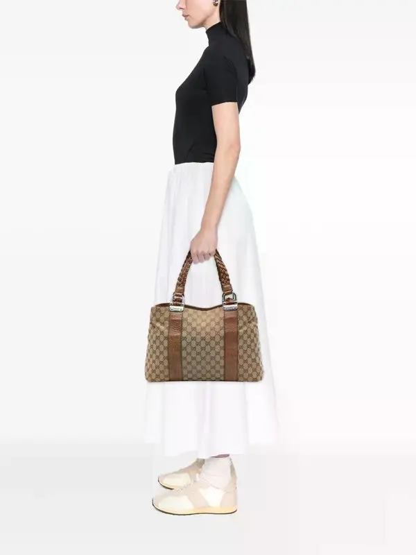 Gucci 2016-2026 Medium Gg Canvas Bamboo Libeccio Tote Bag