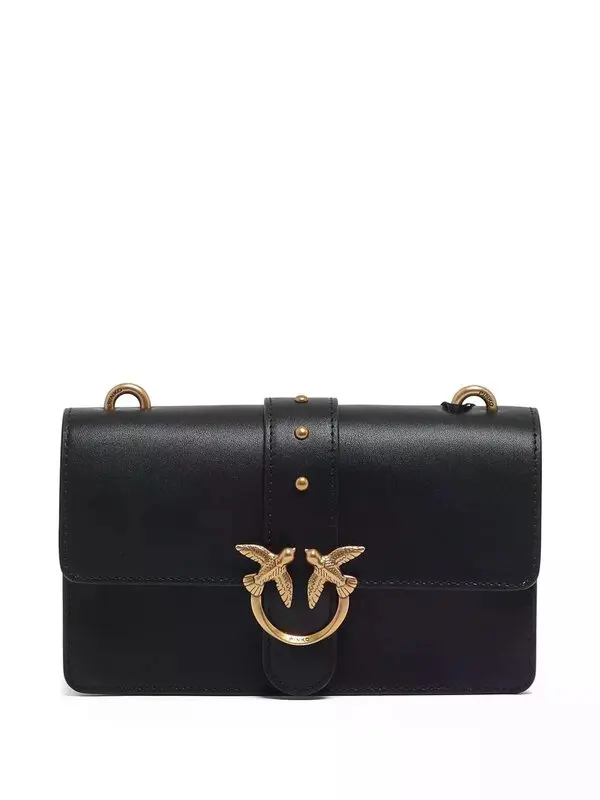 Pinko Small Love Bag One Leather Shoulder Bag With New Buckle - Black