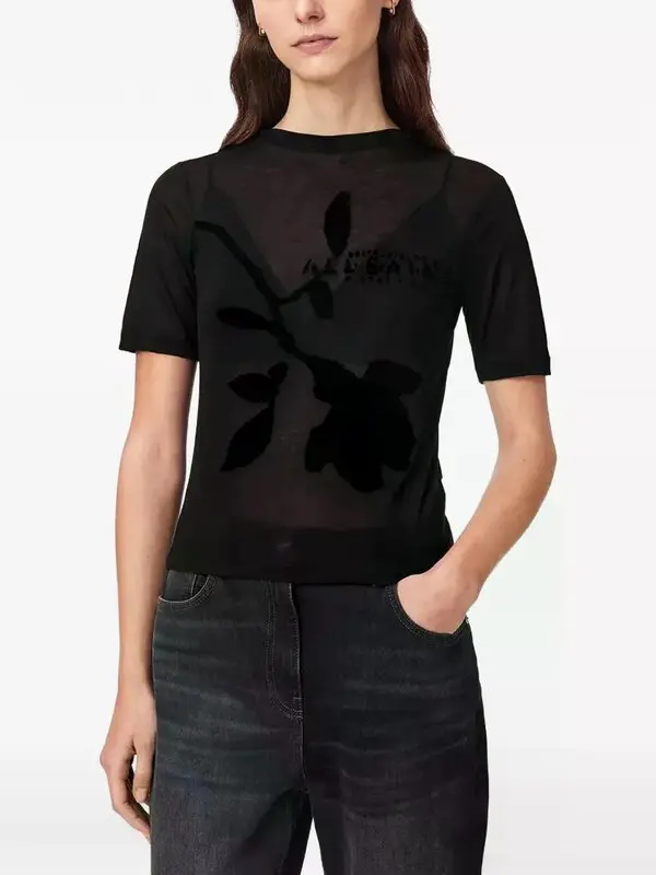 ALLSAINTS Athea Devoré Floral-print T-shirt - Black