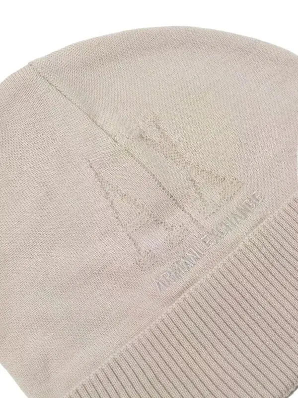 Armani Exchange Logo-embroidered Ribbed-trim Beanie Hat