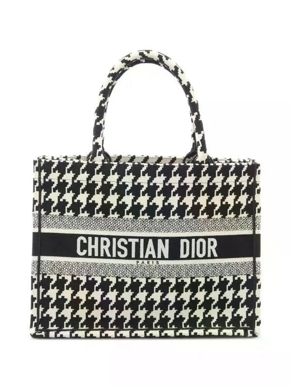 Dior 2010s Medium Book Tote Houndstooth Tote Bag