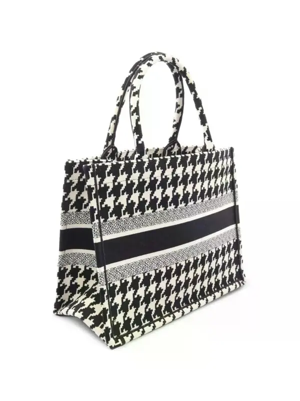 Dior 2010s Medium Book Tote Houndstooth Tote Bag