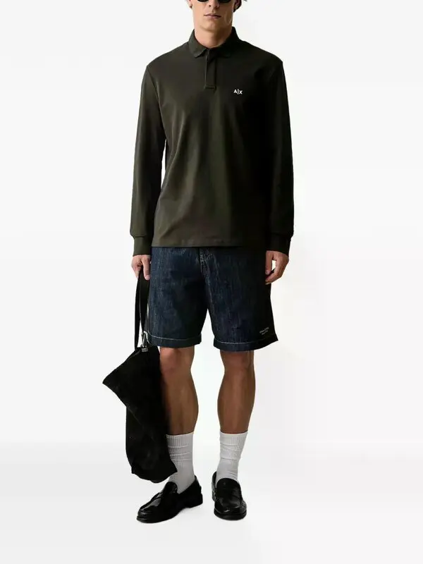 Armani Exchange Logo-embroidered Long-sleeve Polo Shirt