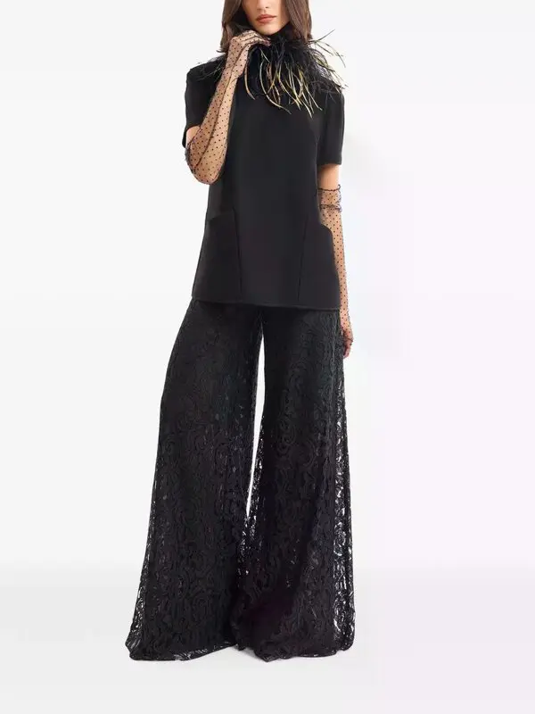 GEMY MAALOUF Lace-overlay Palazzo Pants