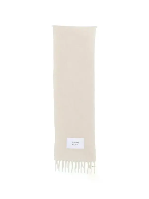 Maison Kitsuné Fringed Logo-patch Scarf