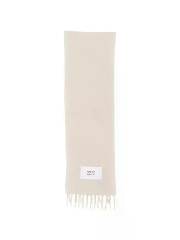 Maison Kitsuné Fringed Logo-patch Scarf - Neutrals