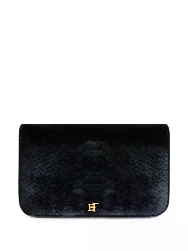 Elisabetta Franchi Velvet Shoulder Bag With Crocodile Print