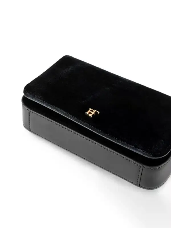Elisabetta Franchi Velvet Shoulder Bag With Crocodile Print