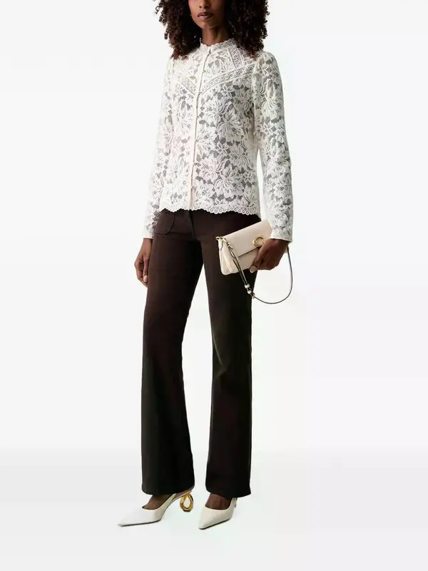 MORGAN Floral-lace High-neck Shirt