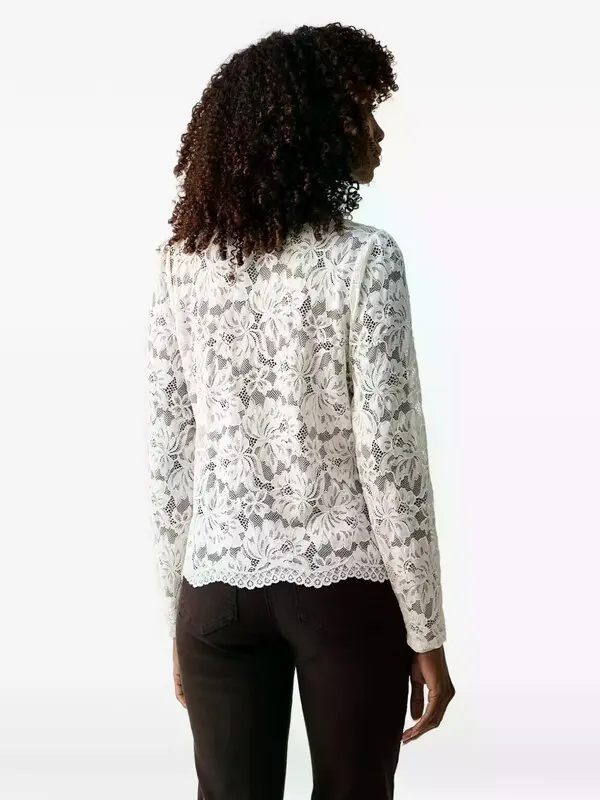 MORGAN Floral-lace High-neck Shirt