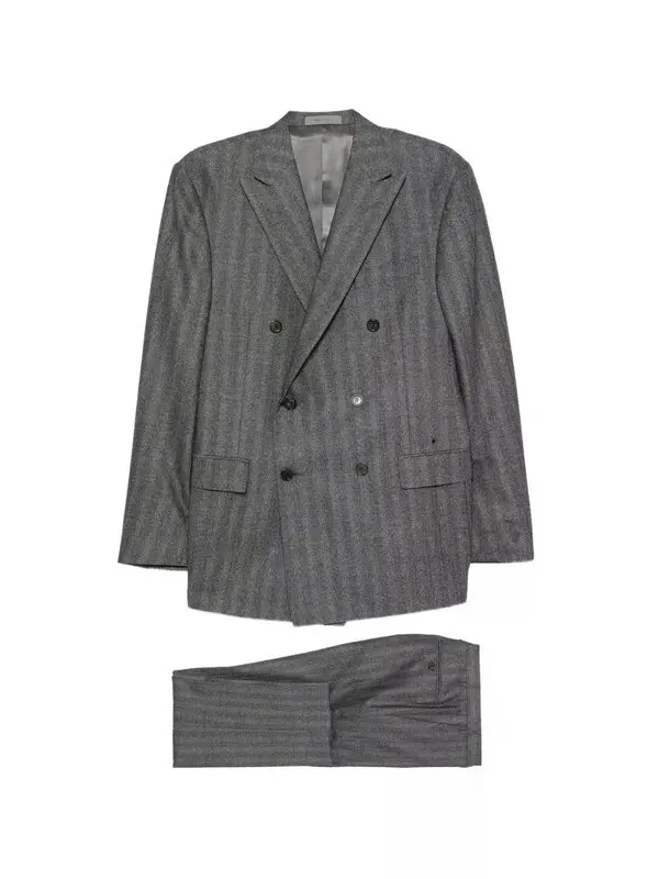Corneliani Herringbone Double-breasted Suit