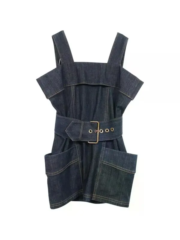 LOUIS VUITTON 2010s Belted Denim Mini Dress - Blue