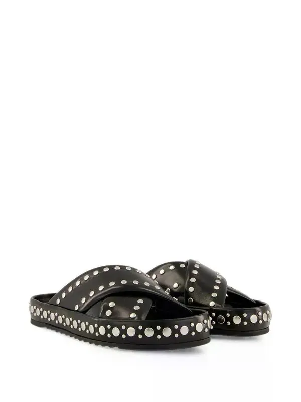 Fendi Stud-embellished Crossover-strap Slides