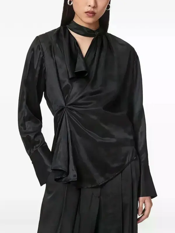 ALLSAINTS Twist-detail Satin Blouse - Black