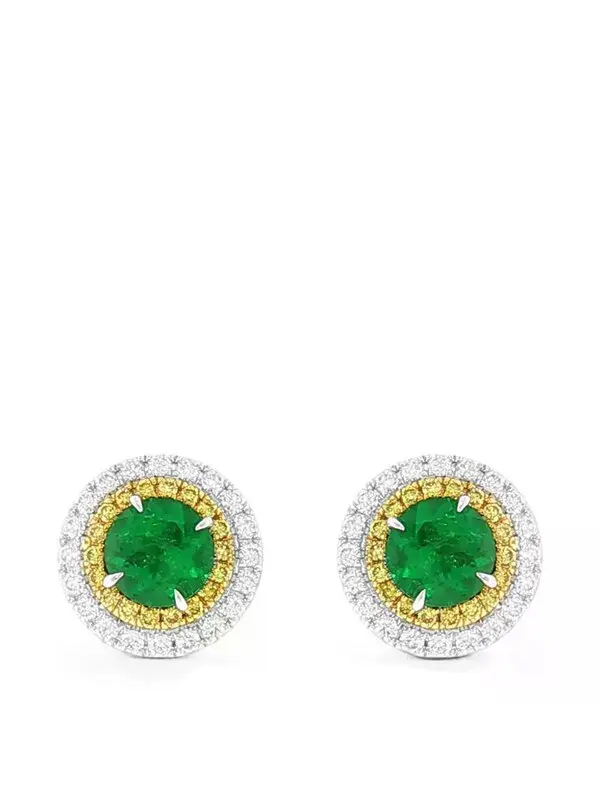 HYT JEWELRY Emerald And Diamond Stud Earrings