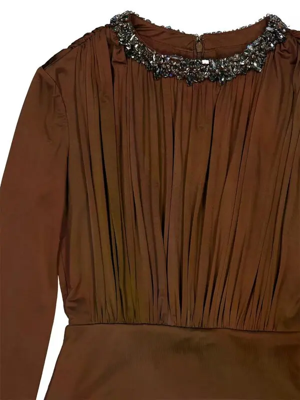 Roland Mouret Crystal-embellished Gathered Dress