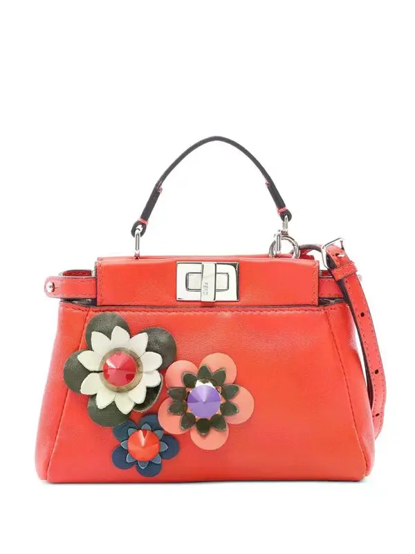 Fendi 2000s Micro Peekaboo 2way Floral-embellished Handbag