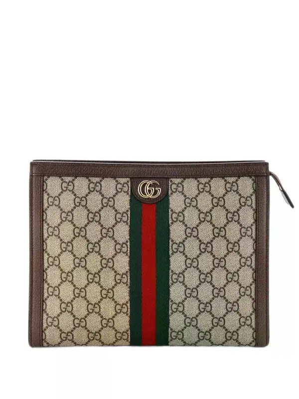 Gucci Ophidia Pouch Gg Coated Canvas Medium Clutch Bag
