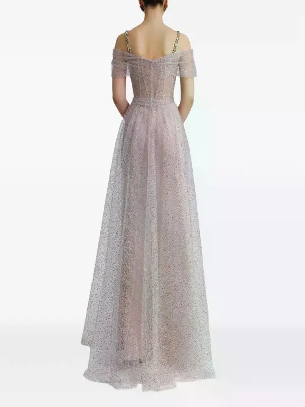 GEMY MAALOUF Embellished Off-shoulder Flared Maxi Dress
