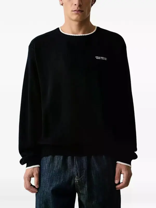 Armani Exchange Logo-embroidered Contrast-trim Sweater