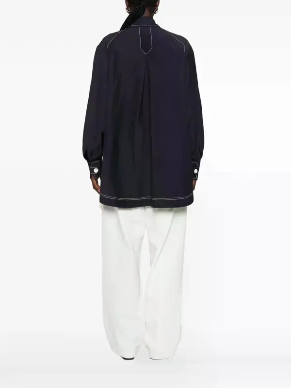 ALEMAIS Fringe-trim Woven-panel Shirt
