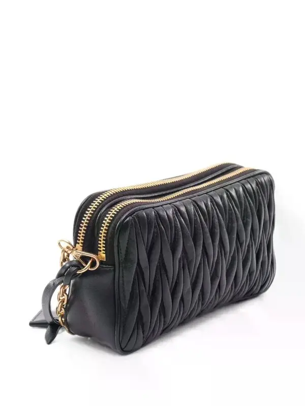 Miu Miu 2000s Matelassé Chain Shoulder Bag - Black
