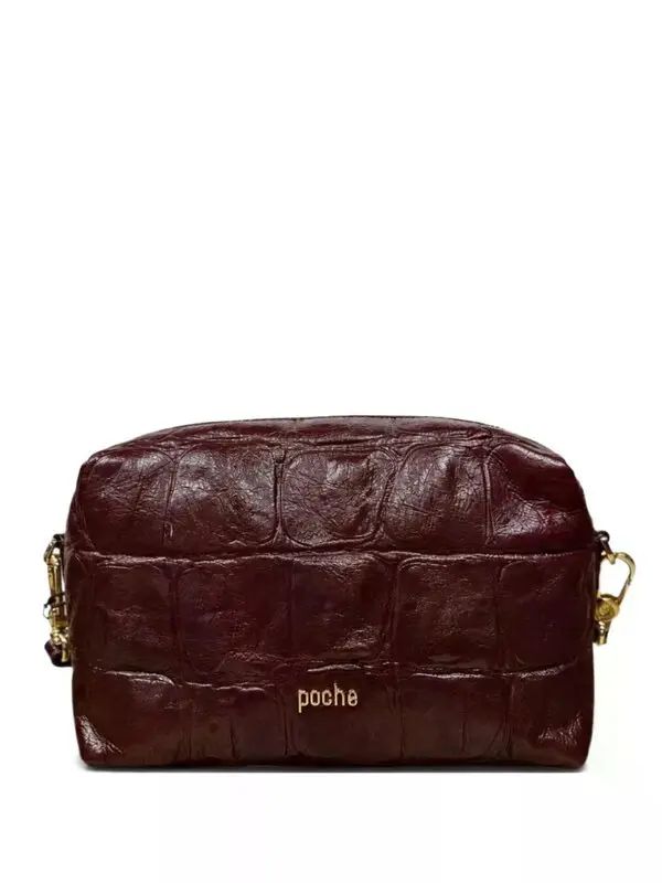POCHE PARIS Croc-effect Leather Clutch Bag - Red