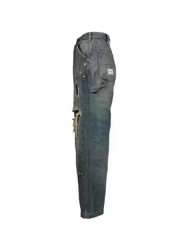 DAIRIKU Distressed Double-knee Jeans
