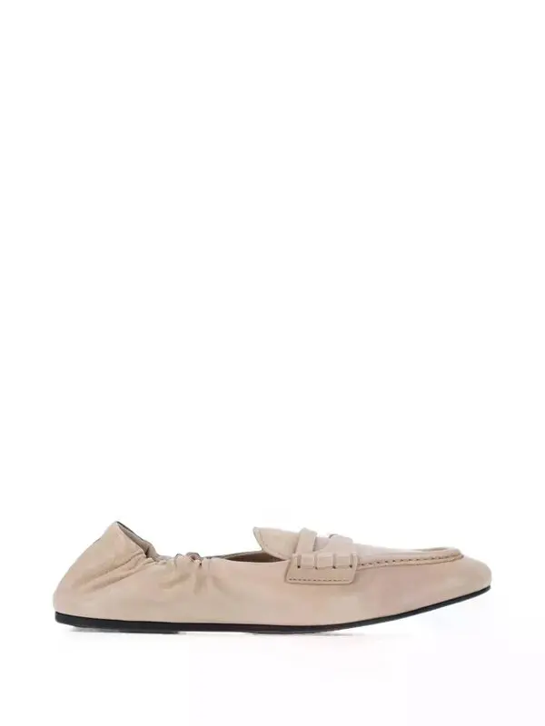 Miu Miu Ruches Nappa Leather Loafers - Neutrals