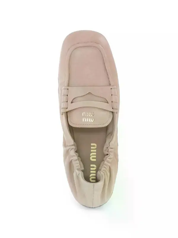 Miu Miu Ruches Nappa Leather Loafers - Neutrals