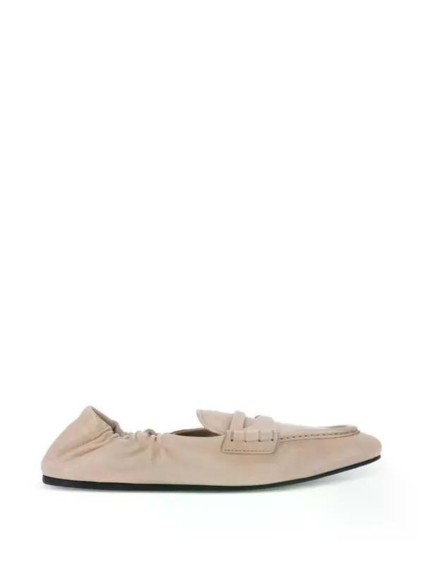 Miu Miu Ruches Nappa Leather Loafers - Neutrals