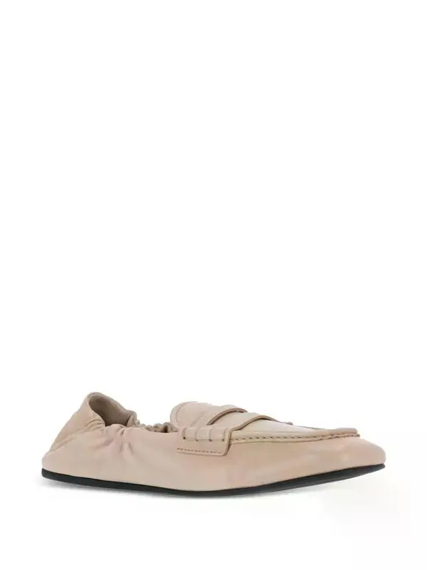 Miu Miu Ruches Nappa Leather Loafers - Neutrals