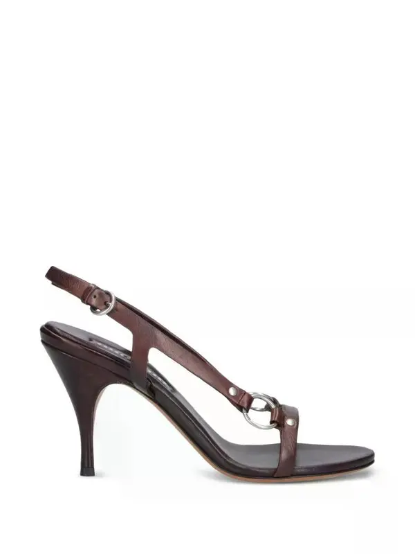Miu Miu Ring-detail Leather Sandals - Brown