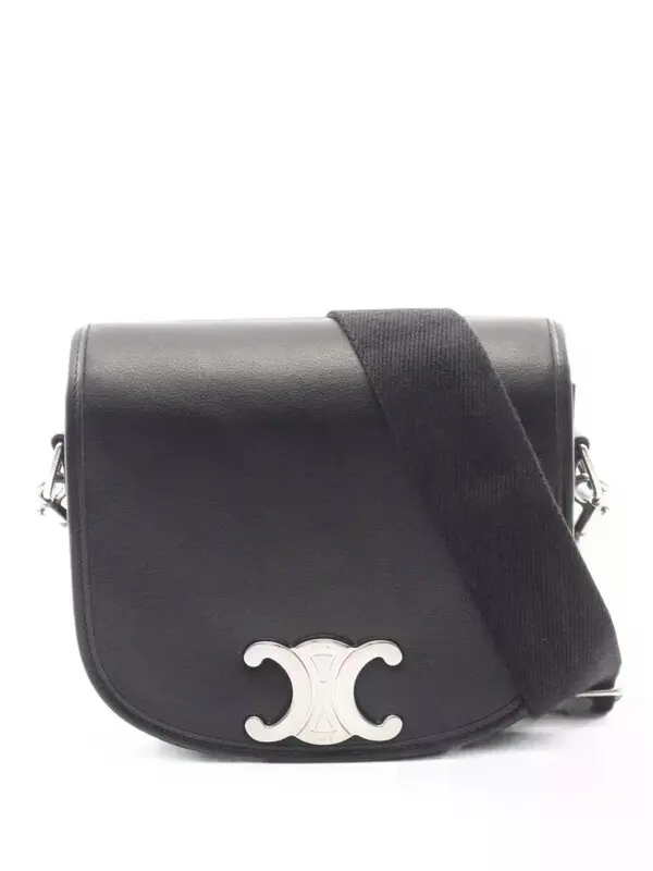 Celine 2010s Triomphe Shoulder Bag - Black