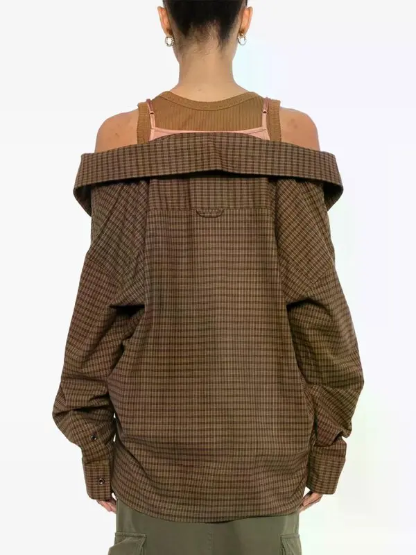 Mihara Yasuhiro Checked Cold-shoulder Shirt