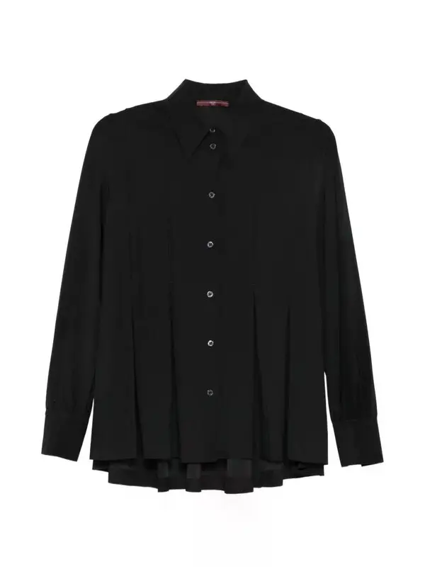 High Equally Pleated Long-sleeve Shirt