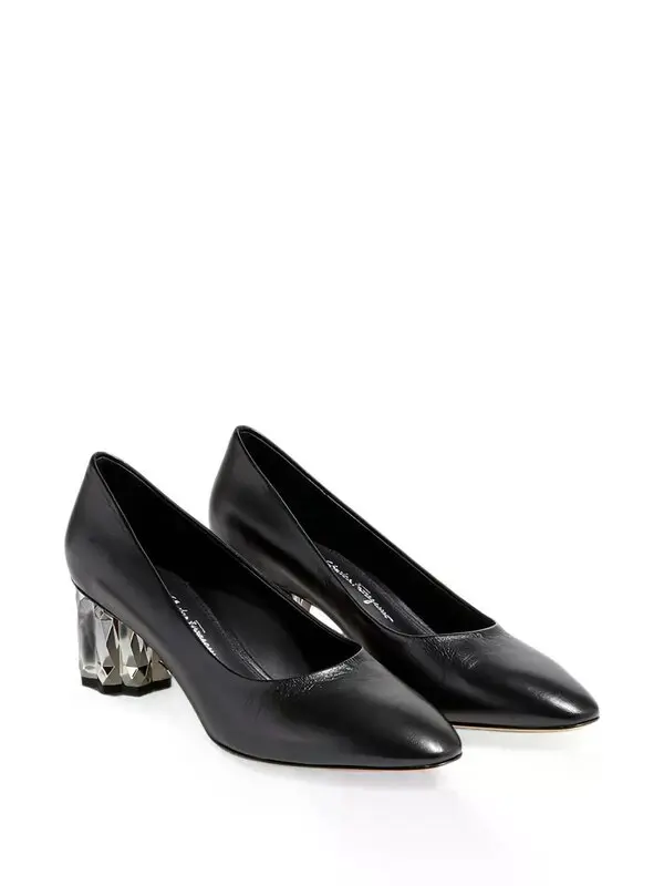 FERRAGAMO Sculptural-heel Leather Pumps - Black