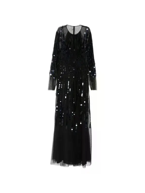 Alberta Ferretti Sequin-embellished Tulle Maxi Dress - Black