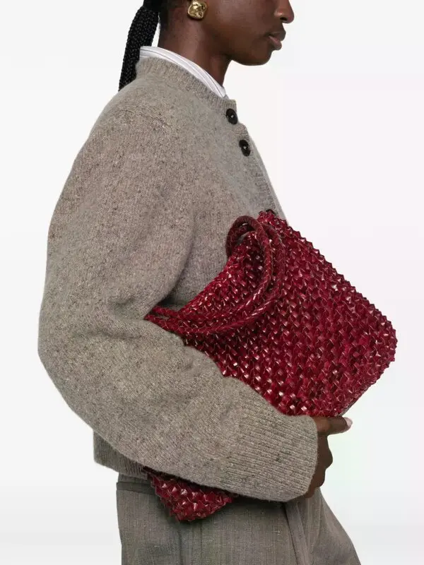 Dragon Diffusion Santa Croce Cactus Woven Leather Shoulder Bag