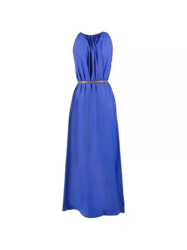 Max Mara Belted Pleated Maxi Dress