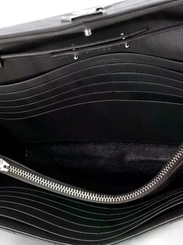 Saint Laurent Classic Monogram Wallet On Chain Matelasse Chevron Leather Medium Crossbody Bag - Grey